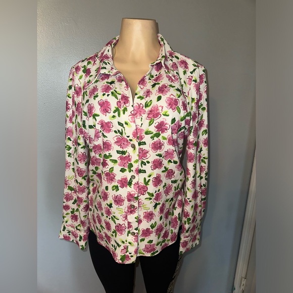 Zara | Tops | Zara Pink Floral Button Down Top | Poshmark